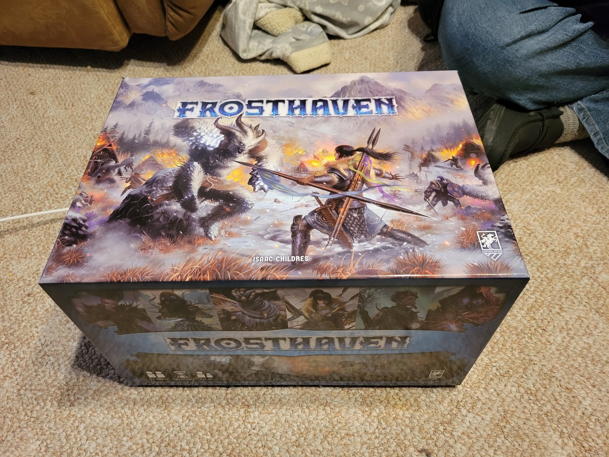 Received Frosthaven this morning. The box weighed 38 pounds. Feeling ...