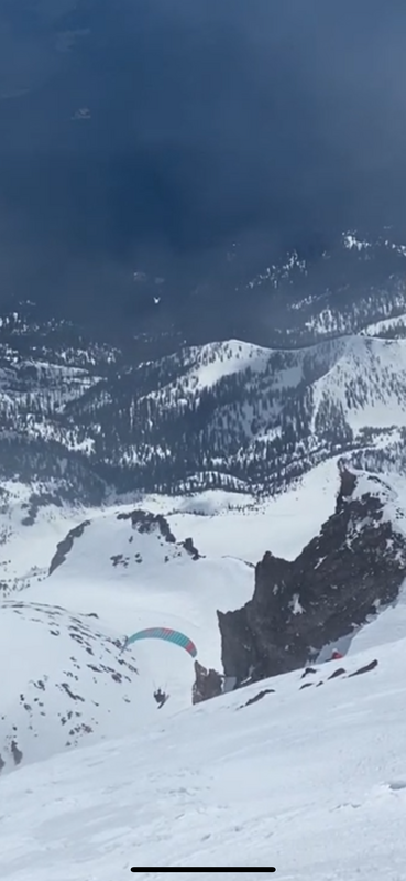 I watched a guy launch off the summit plateau of Mt Shasta last ...