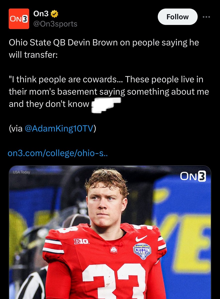 Ohio State QB Devin Brown has some kind words for people like me hoping ...