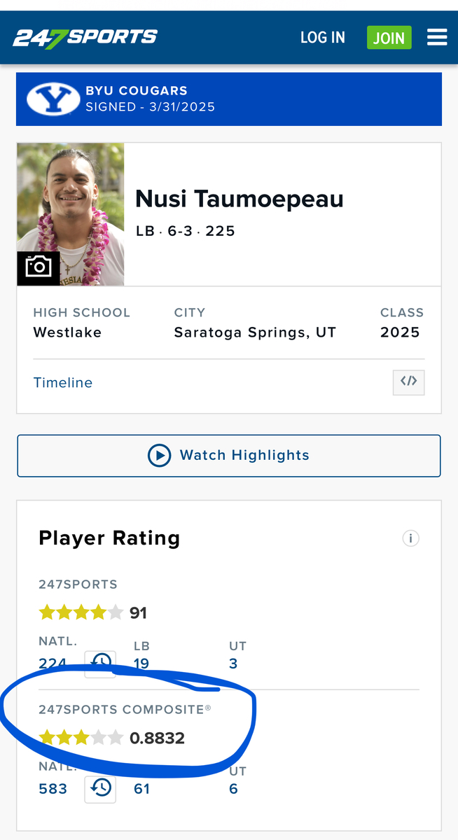 If you click on Nusi’s recruiting profile, you see this: