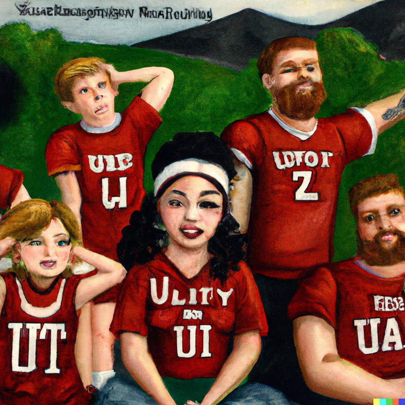 I asked DALL-E to paint a picture of Utah fans after the PAC12 falls ...