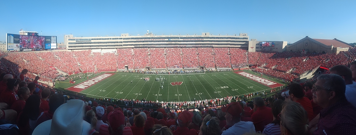 My seat at the game, we were the only ones in blue in our entire section: