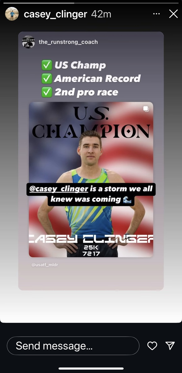Casey Clinger sets an American record in his 2nd professional race.