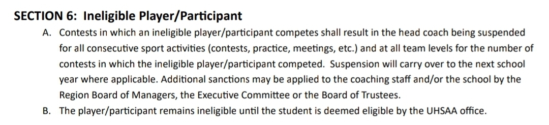 Know the rules...here is the UHSAA handbook on playing an ineligible ...
