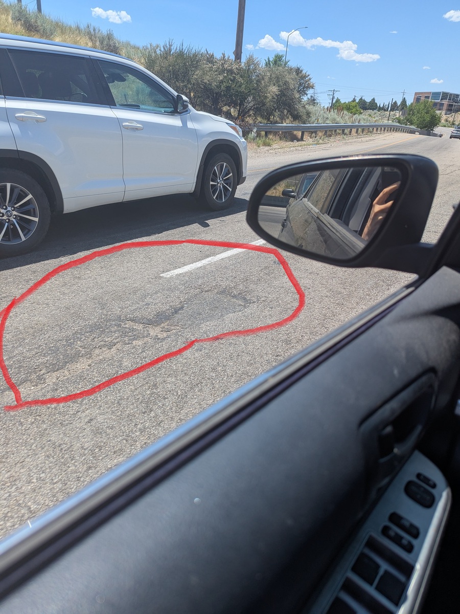 At the mouth of Provo Canyon, there is a large gouge in the road ...